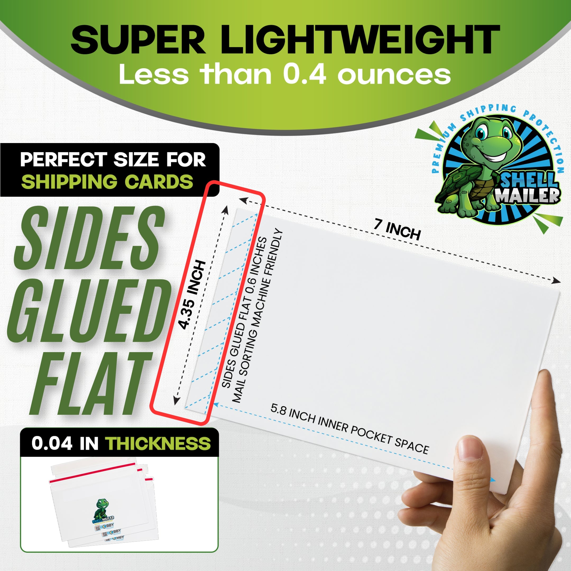 Hobby Armor Shell Mailer – Trading Card Shipping Envelopes 7" x 4.35"